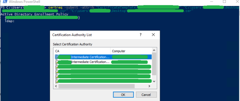 Submit CSR to Microsoft CA using CertReq – iTomation